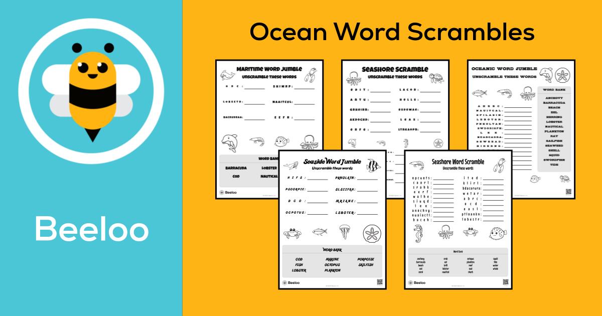 Ocean-themed Word Scrambles • Beeloo Printable Crafts and Activities ...
