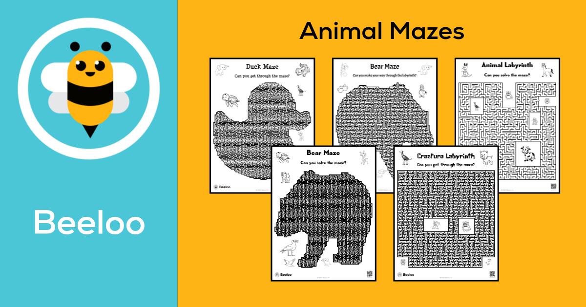 Animal-themed Mazes • Beeloo Printable Crafts and Activities for Kids