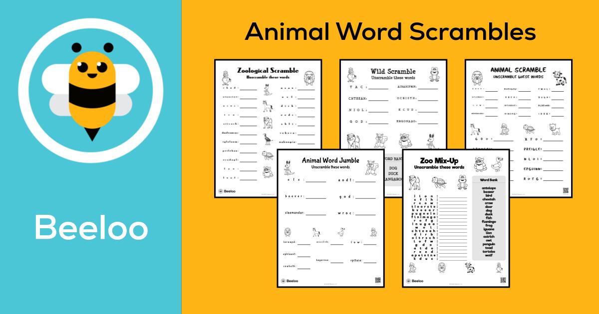 Animal-themed Word Scrambles • Beeloo Printable Crafts and Activities ...