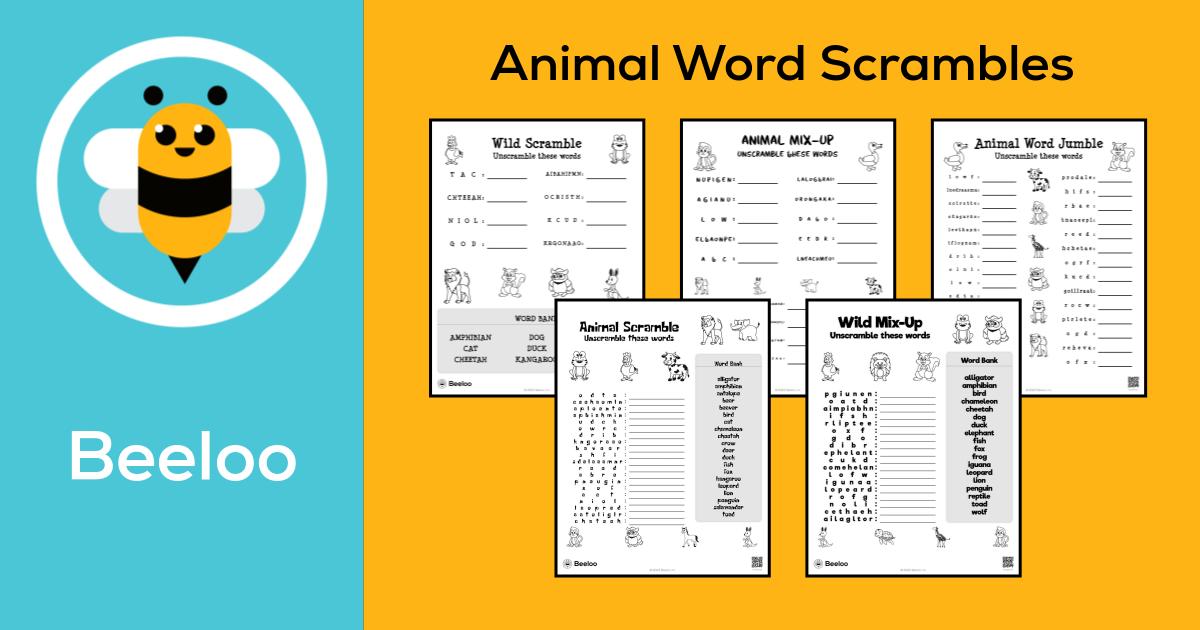 Animal-themed Word Scrambles • Beeloo Printable Crafts and Activities ...