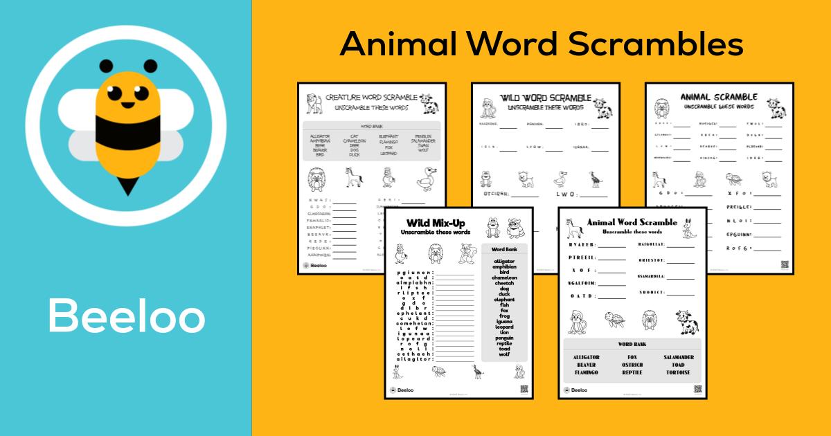 Animal-themed Word Scrambles • Beeloo Printable Crafts and Activities ...
