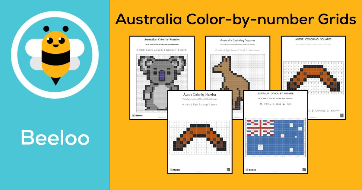 Australia-themed Color-by-number Grids • Beeloo Printable Crafts and ...
