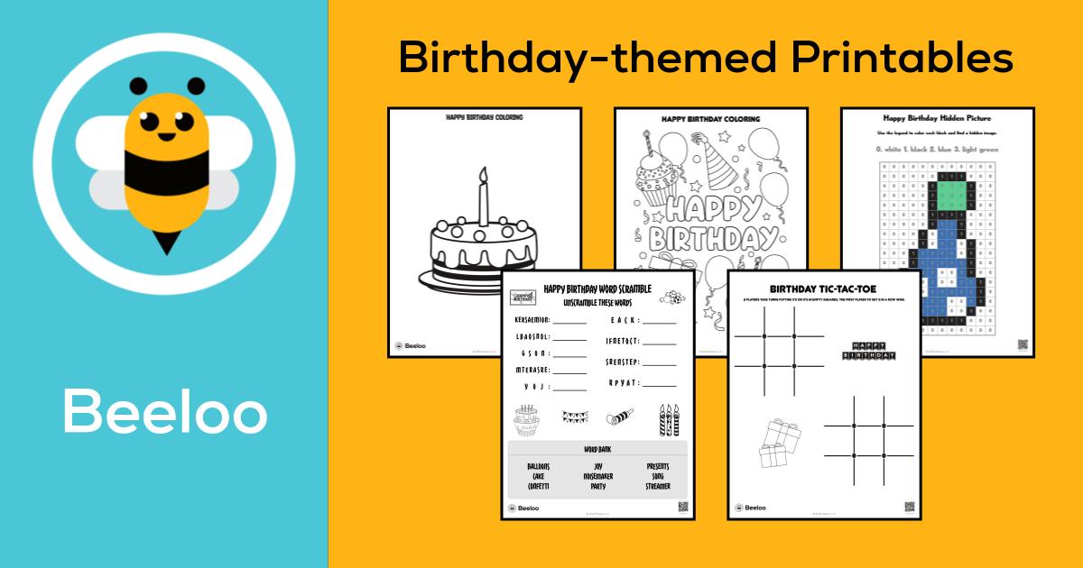 Birthday-themed Printables • Beeloo Printable Crafts and Activities for ...