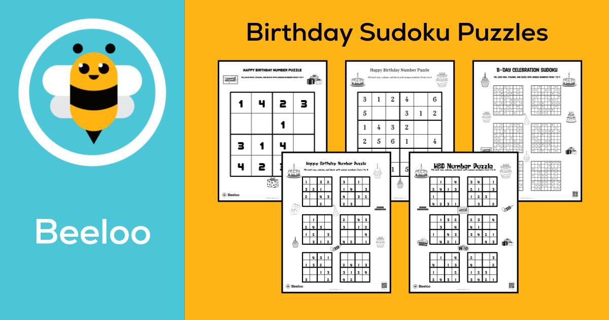 Birthday-themed Sudoku Puzzles • Beeloo Printable Crafts and Activities ...