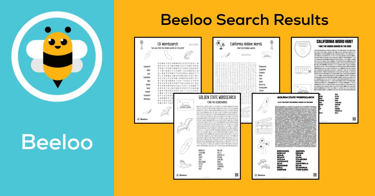California-themed Word Searches • Beeloo Printable Crafts and ...