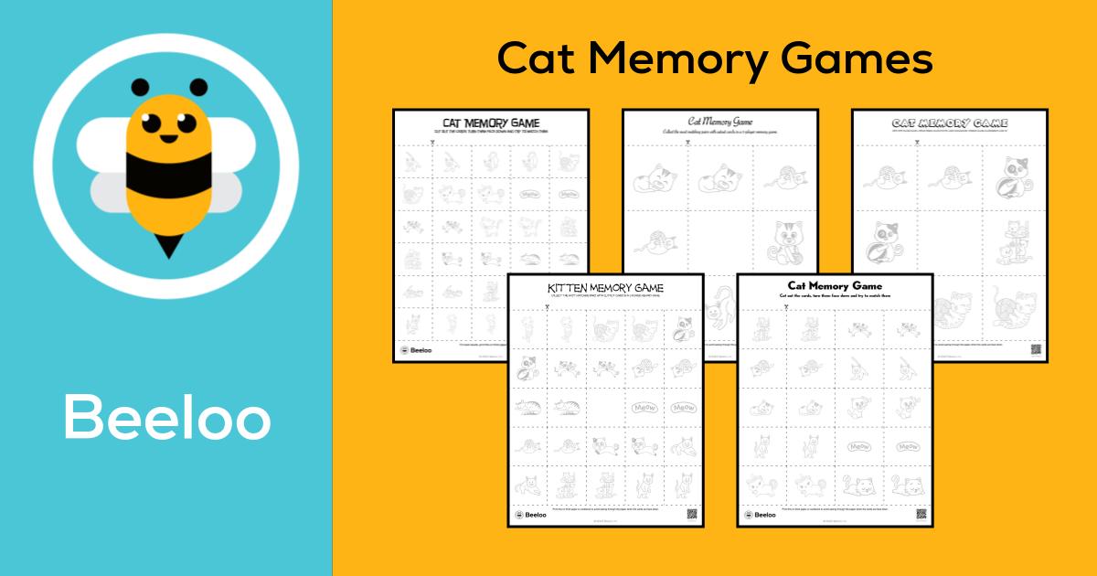 Cat-themed Memory Games • Beeloo Printable Crafts and Activities for Kids