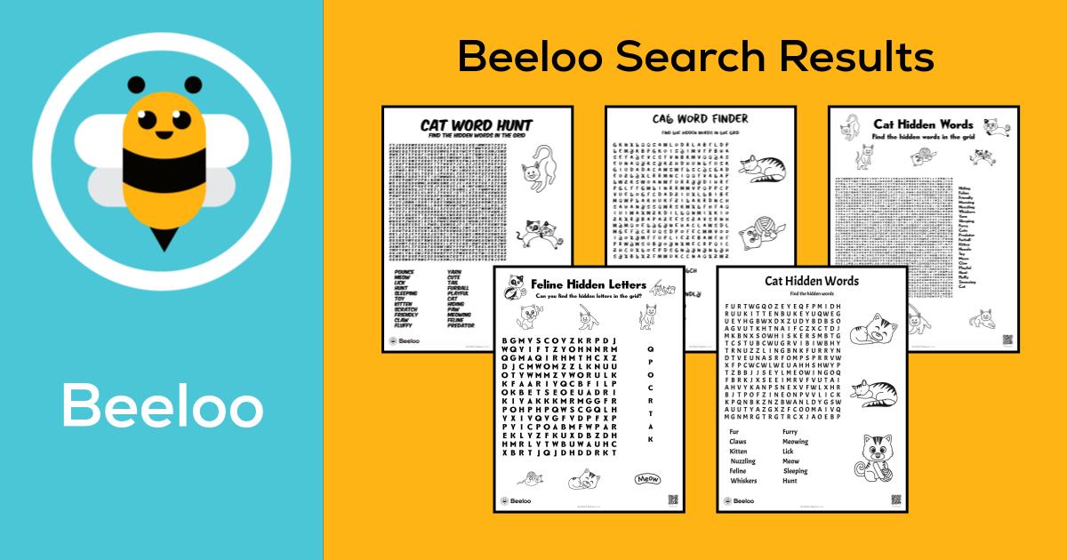 Cat-themed Word Searches • Beeloo Printable Crafts and Activities for Kids