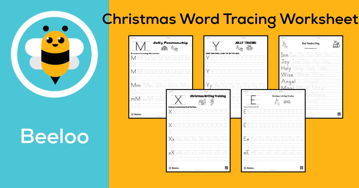 Christmas-themed Word Tracing Worksheets • Beeloo Printable Crafts and ...