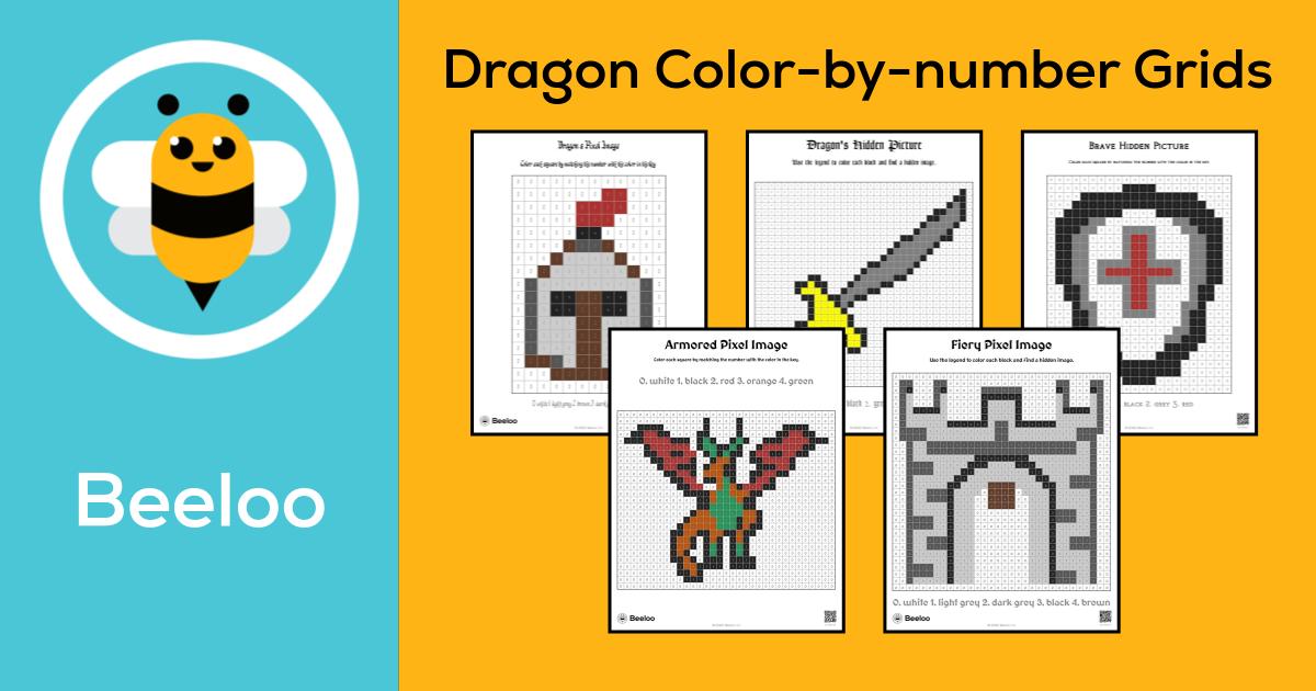 Dragon-themed Color-by-number Grids • Beeloo Printable Crafts and ...