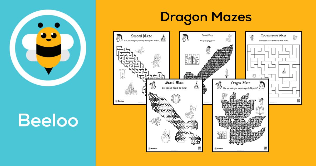 Dragon-themed Mazes • Beeloo Printables