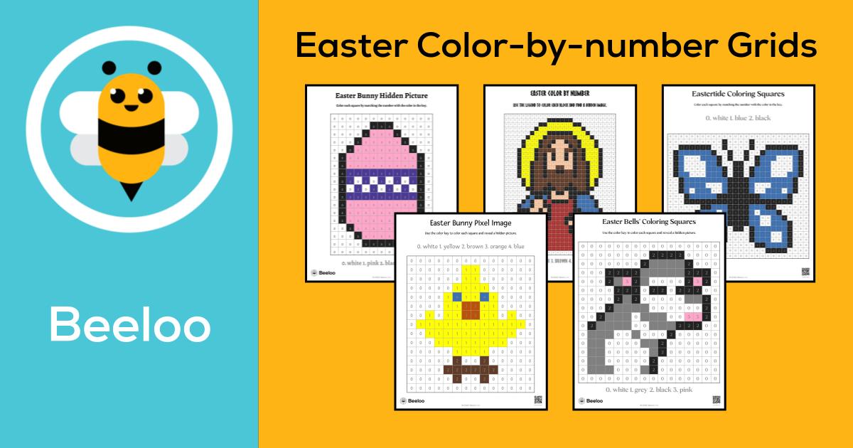 Easter-themed Color-by-number Grids • Beeloo Printable Crafts and ...
