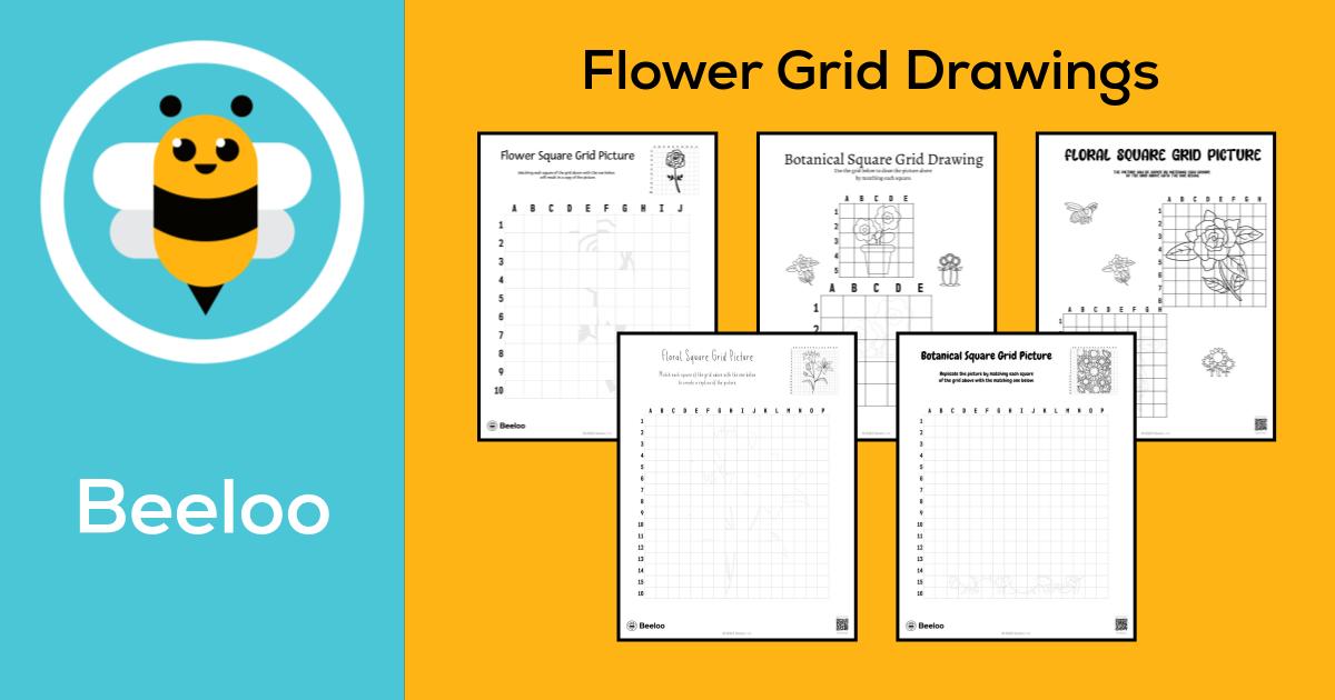 Flower-themed Grid Drawings • Beeloo Printable Crafts and Activities ...