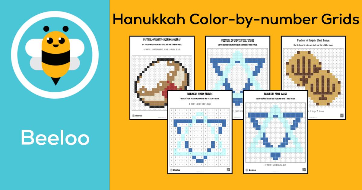Hanukkah-themed Color-by-number Grids • Beeloo Printable Crafts and ...