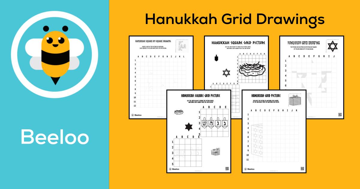 Hanukkah-themed Grid Drawings • Beeloo Printable Crafts and Activities ...