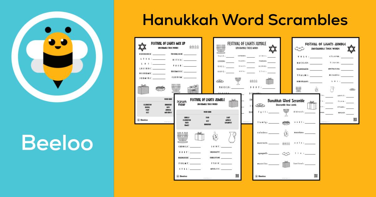Hanukkah-themed Word Scrambles • Beeloo Printable Crafts and Activities ...
