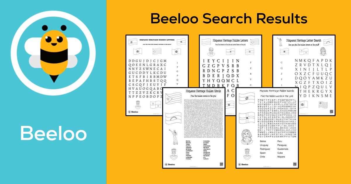 Hispanic Heritage-themed Word Searches • Beeloo Printable Crafts and ...