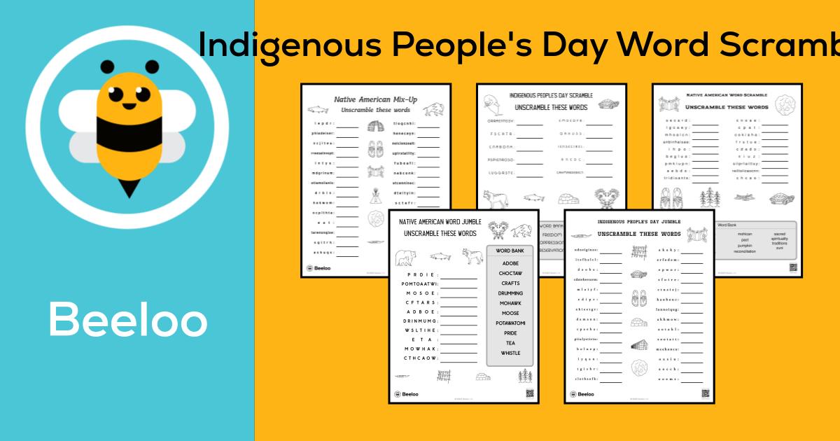Indigenous People's Day-themed Word Scrambles • Beeloo Printable Crafts ...