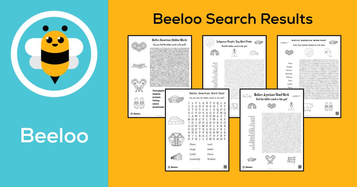 Indigenous People's Day-themed Word Searches • Beeloo Printable Crafts ...