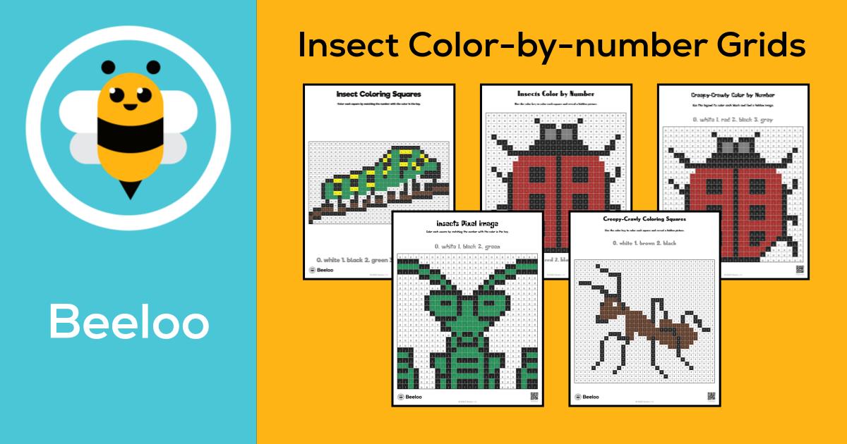 Insect-themed Color-by-number Grids • Beeloo Printable Crafts and ...