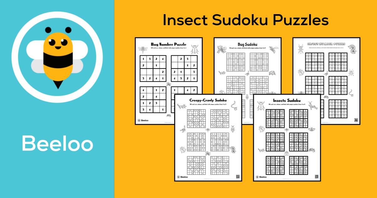 Insect-themed Sudoku Puzzles • Beeloo Printable Crafts and Activities ...