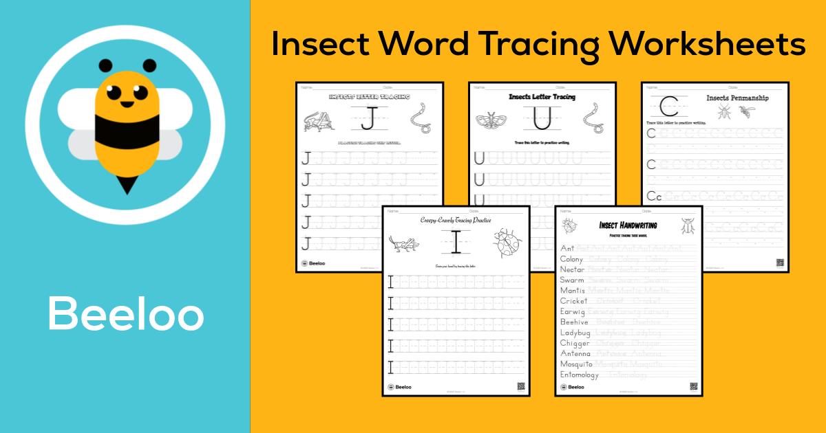Insect-themed Word Tracing Worksheets • Beeloo Printable Crafts and ...