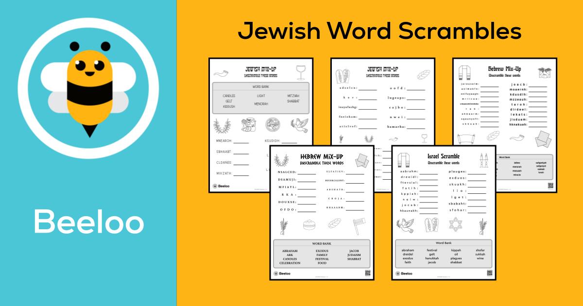 Jewish-themed Word Scrambles • Beeloo Printable Crafts and Activities ...