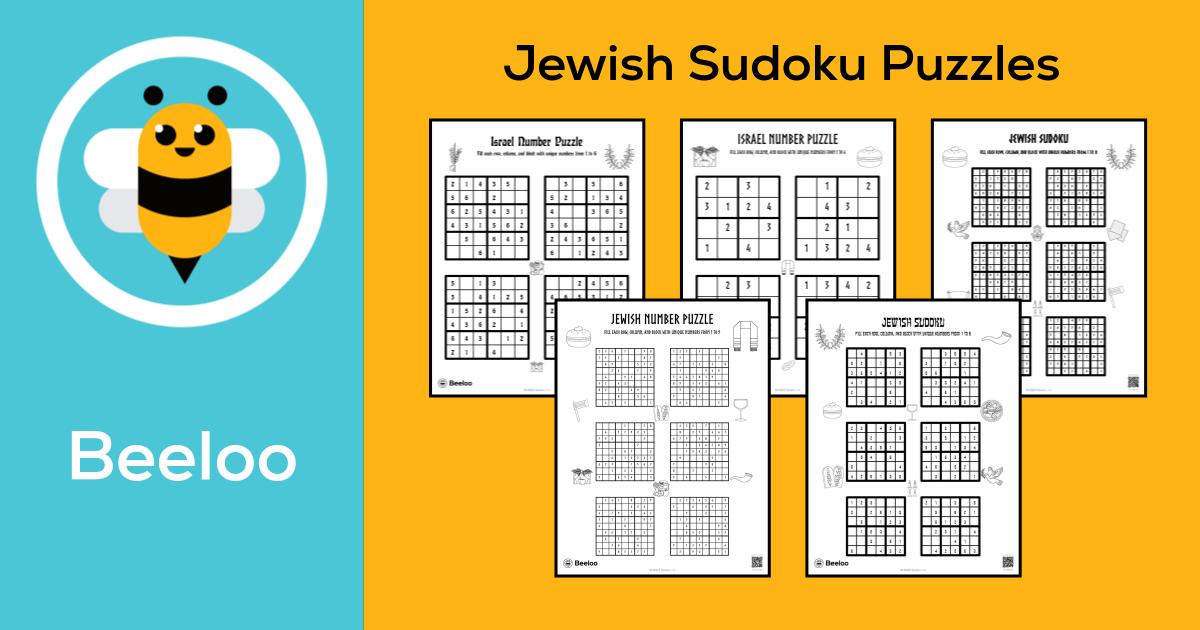 Jewish-themed Sudoku Puzzles • Beeloo Printable Crafts and Activities ...