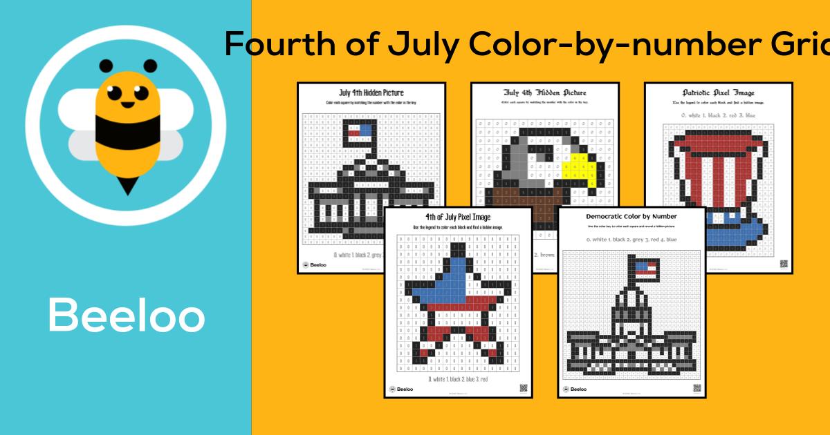 Fourth of July-themed Color-by-number Grids • Beeloo Printable Crafts ...