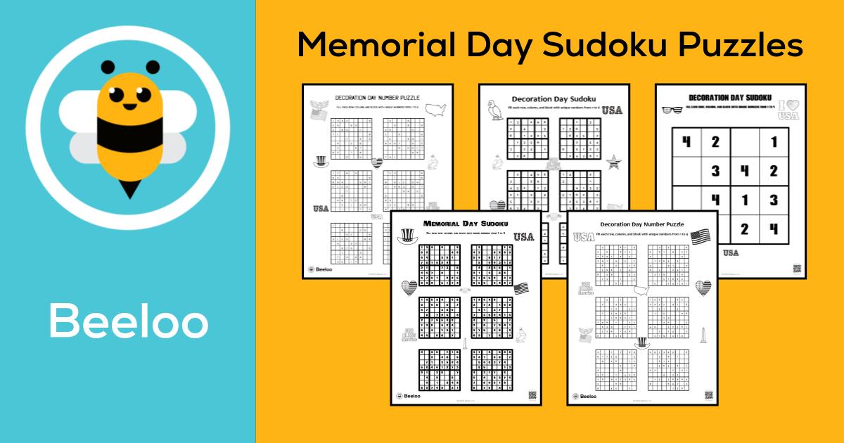 Memorial Day-themed Sudoku Puzzles • Beeloo Printables