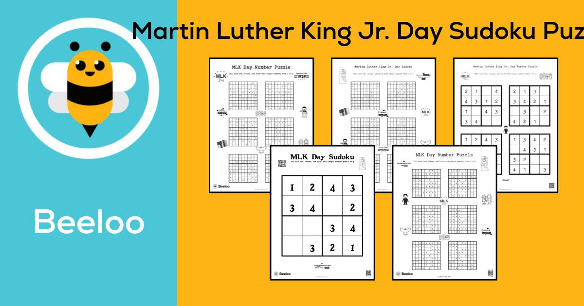 Martin Luther King Jr. Day-themed Sudoku Puzzles • Beeloo Printable ...
