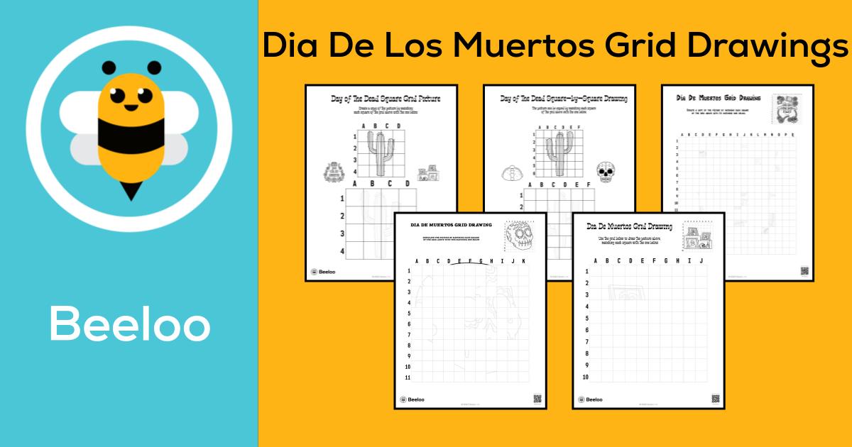 Dia De Los Muertos-themed Grid Drawings • Beeloo Printable Crafts and ...