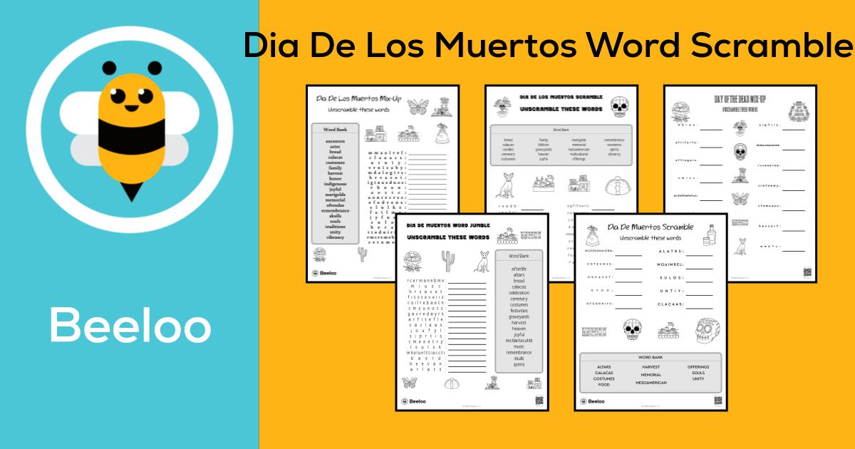 Dia De Los Muertos-themed Word Scrambles • Beeloo Printable Crafts and ...