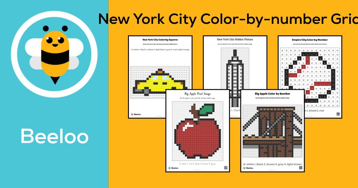 New York City-themed Color-by-number Grids • Beeloo Printable Crafts ...