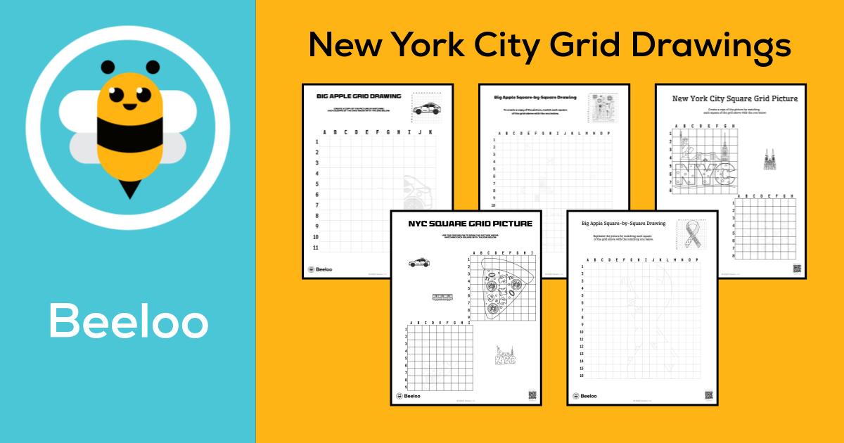 New York City-themed Grid Drawings • Beeloo Printables