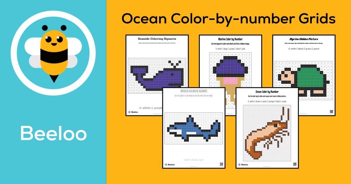 Ocean-themed Color-by-number Grids • Beeloo Printable Crafts and ...