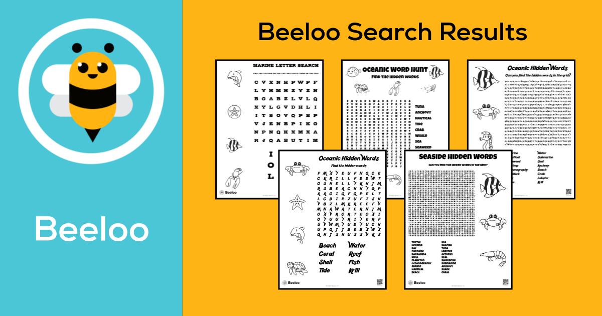 Ocean-themed Word Searches • Beeloo Printable Crafts and Activities for ...
