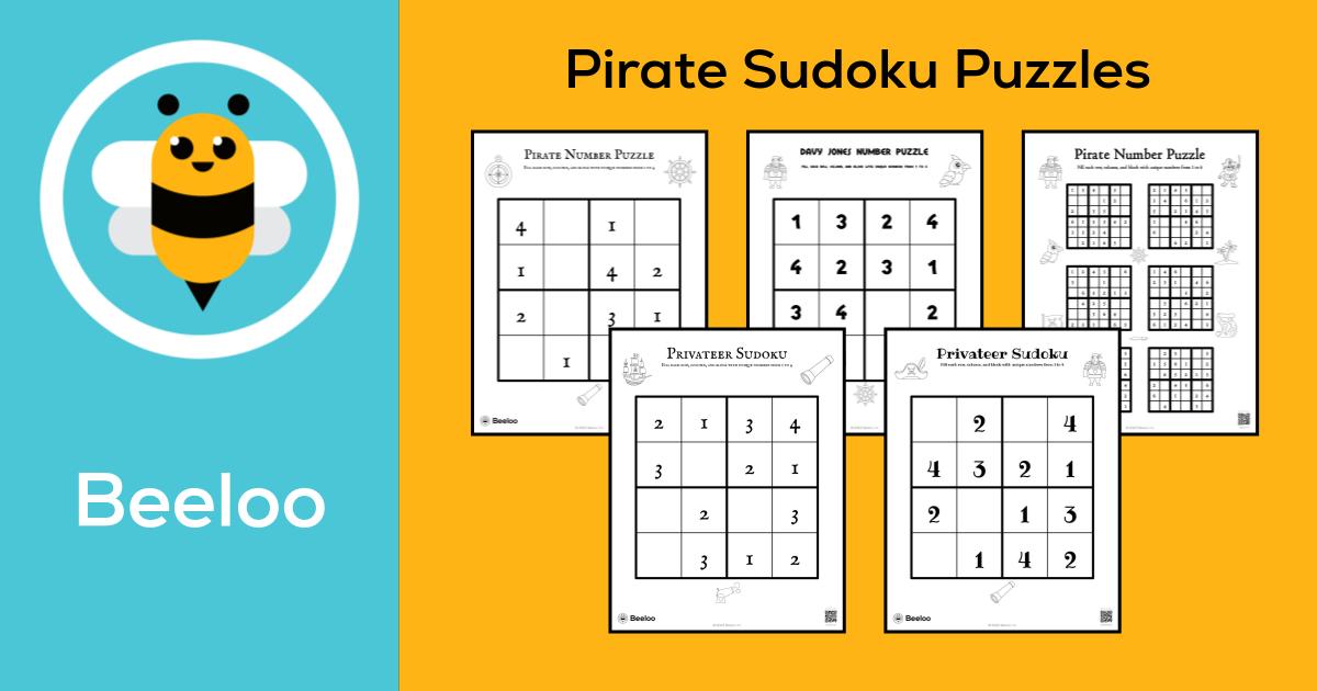 Pirate-themed Sudoku Puzzles • Beeloo Printable Crafts and Activities ...