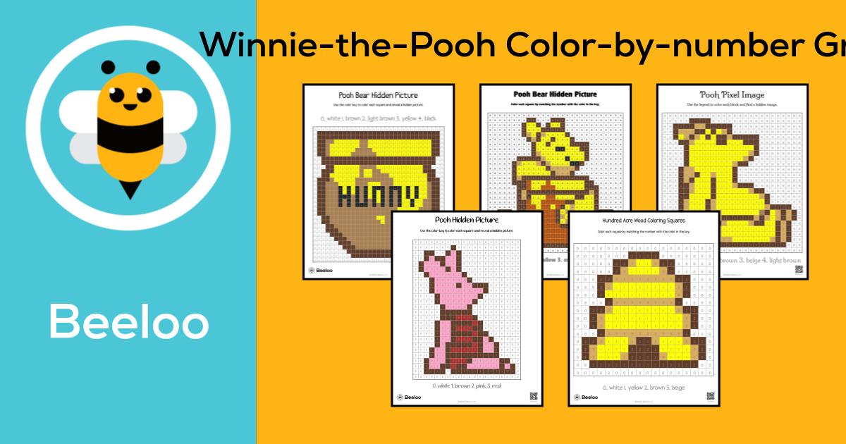Winnie-the-Pooh-themed Color-by-number Grids • Beeloo Printable Crafts ...