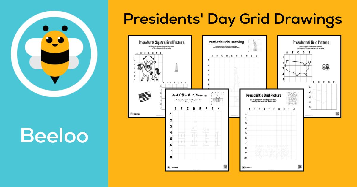 Presidents' Day-themed Grid Drawings • Beeloo Printable Crafts and ...