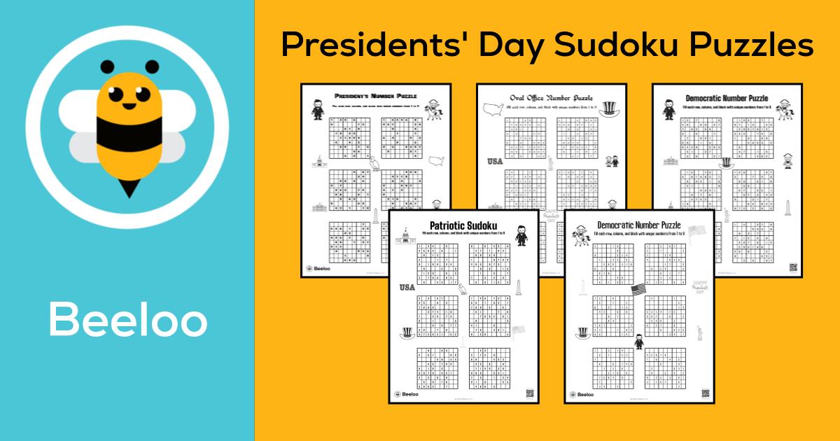 Presidents' Day-themed Sudoku Puzzles • Beeloo Printable Crafts and ...