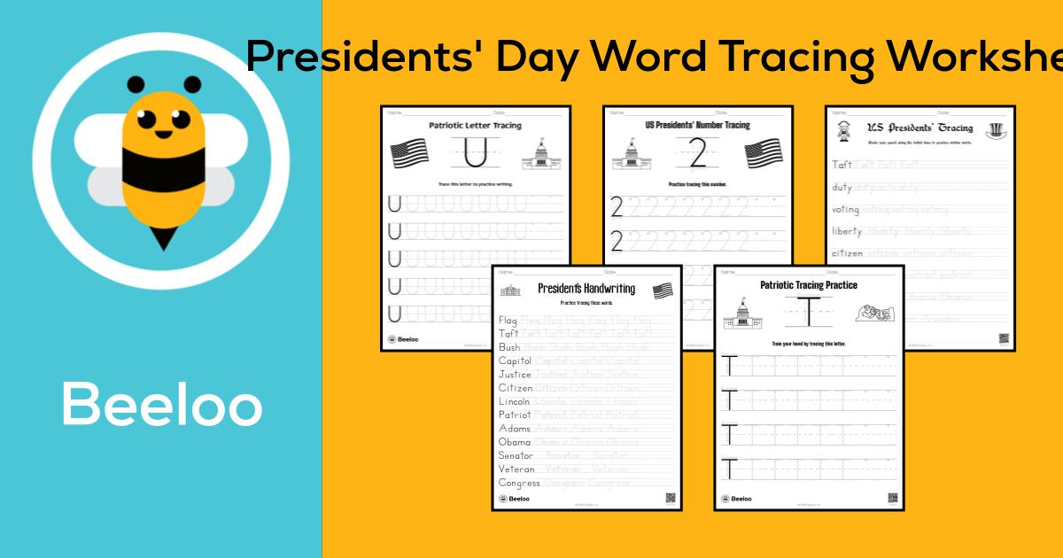 Presidents' Day-themed Word Tracing Worksheets • Beeloo Printable ...