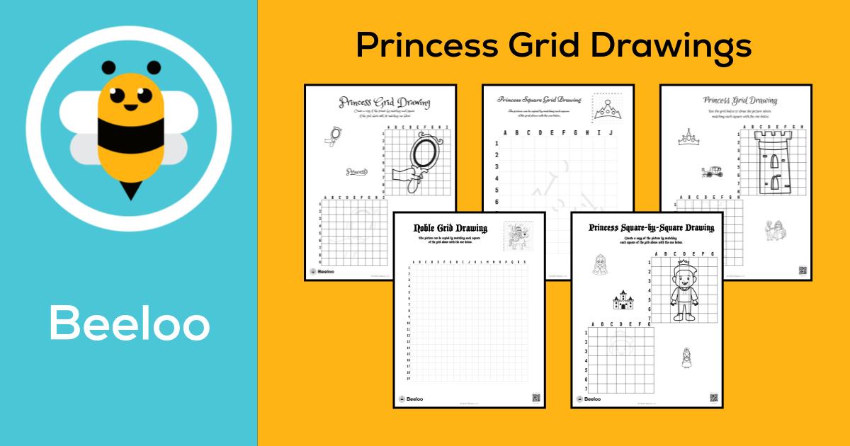 Princess-themed Grid Drawings • Beeloo Printable Crafts and Activities ...