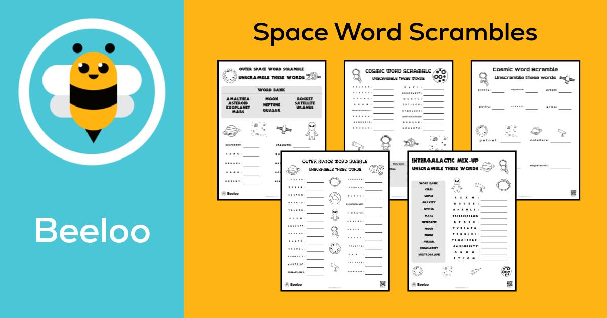 Space-themed Word Scrambles • Beeloo Printable Crafts and Activities ...