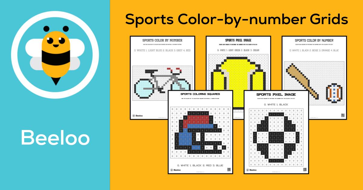 Sports-themed Color-by-number Grids • Beeloo Printables