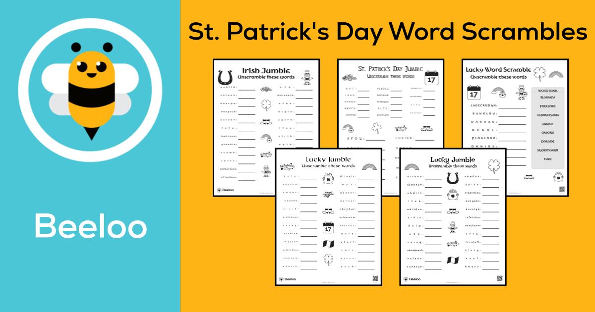 St. Patrick's Day-themed Word Scrambles • Beeloo Printable Crafts and ...