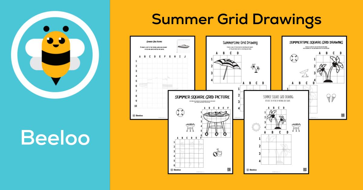 Summer-themed Grid Drawings • Beeloo Printable Crafts and Activities ...
