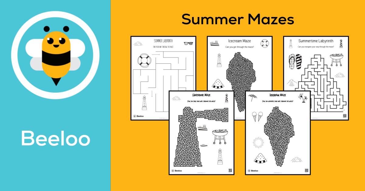Summer-themed Mazes • Beeloo Printable Crafts and Activities for Kids