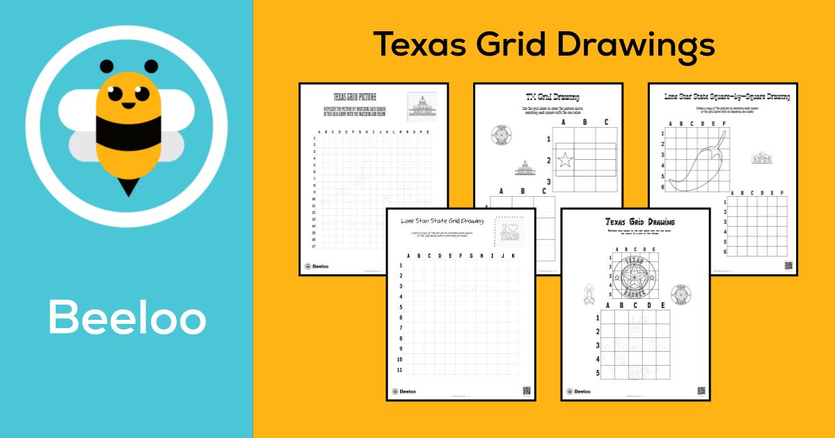 Texas-themed Grid Drawings • Beeloo Printable Crafts and Activities for ...