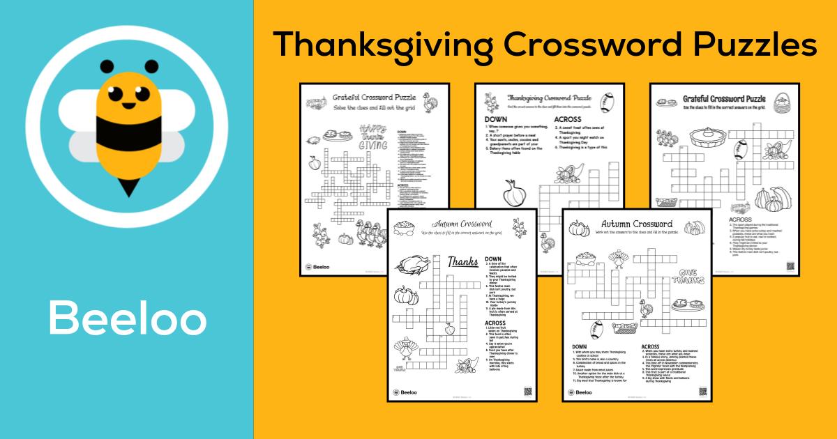 Thanksgiving-themed Crossword Puzzles • Beeloo Printable Crafts and ...