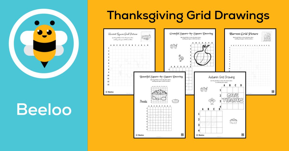 Thanksgiving-themed Grid Drawings • Beeloo Printable Crafts and ...
